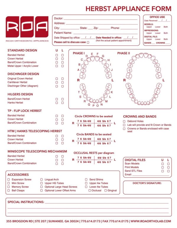 Lab Slips and Labels | Ricoh Orthodontic Appliances
