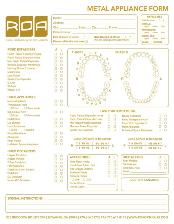 Lab Slips and Labels | Ricoh Orthodontic Appliances